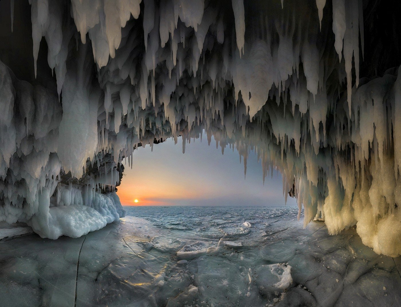 Download Sunset Ice Earth Nature Cave Image