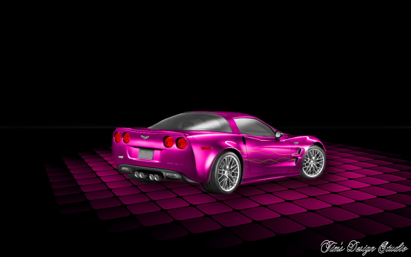 Sleek Pink Chevrolet Corvette Dominates the Dark Spotlight