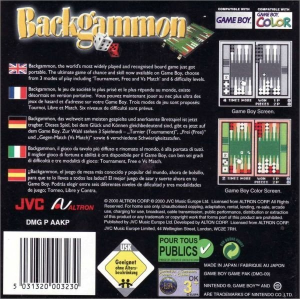 Backgammon Video Game Box Art - ID: 11623 - Image Abyss