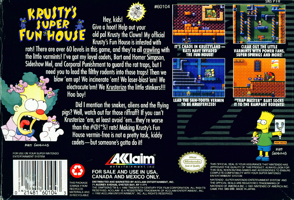 Download Video Game Krusty's Super Fun House Image