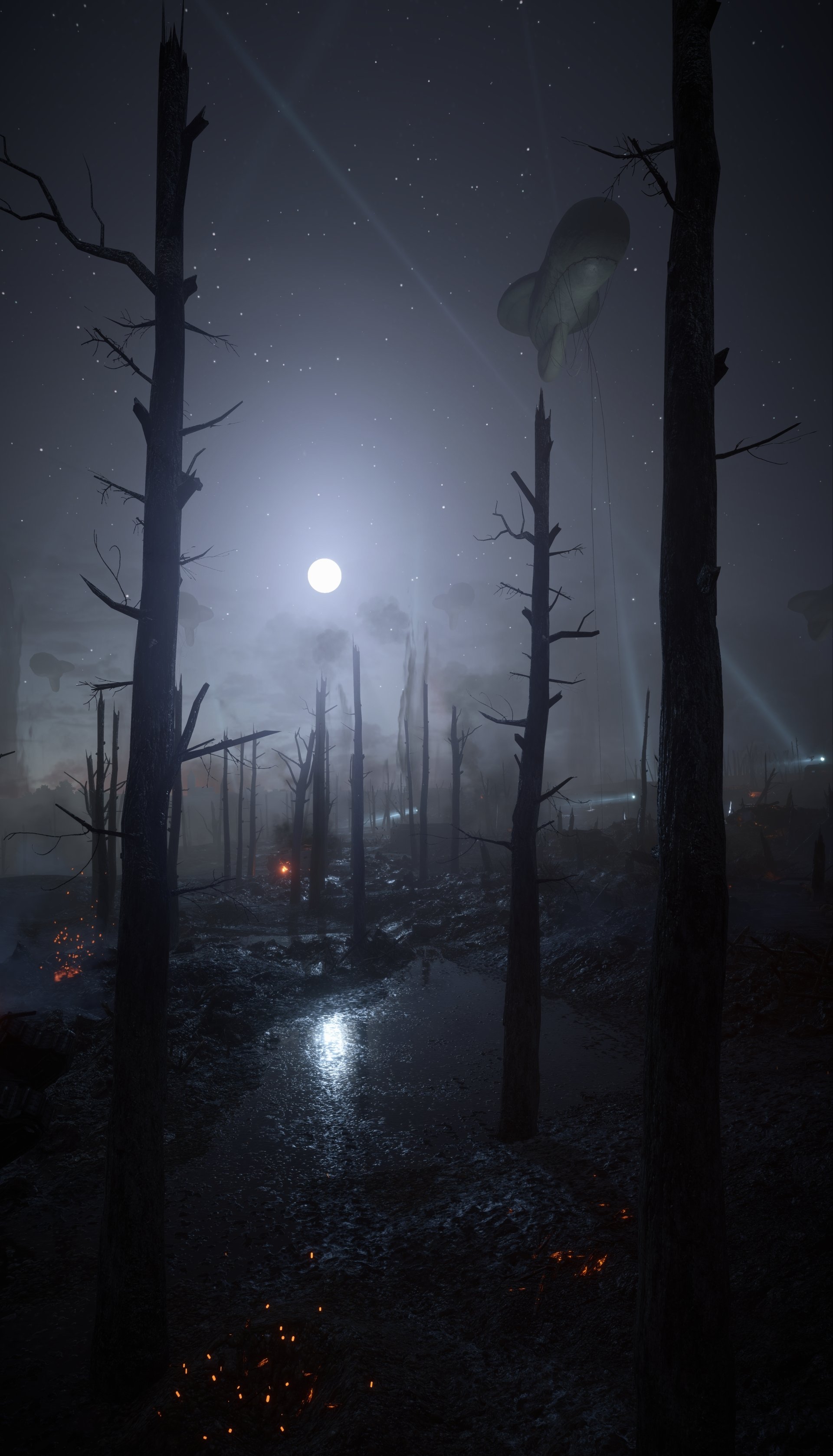 Download Tree Night Moon Video Game Battlefield 1 Image