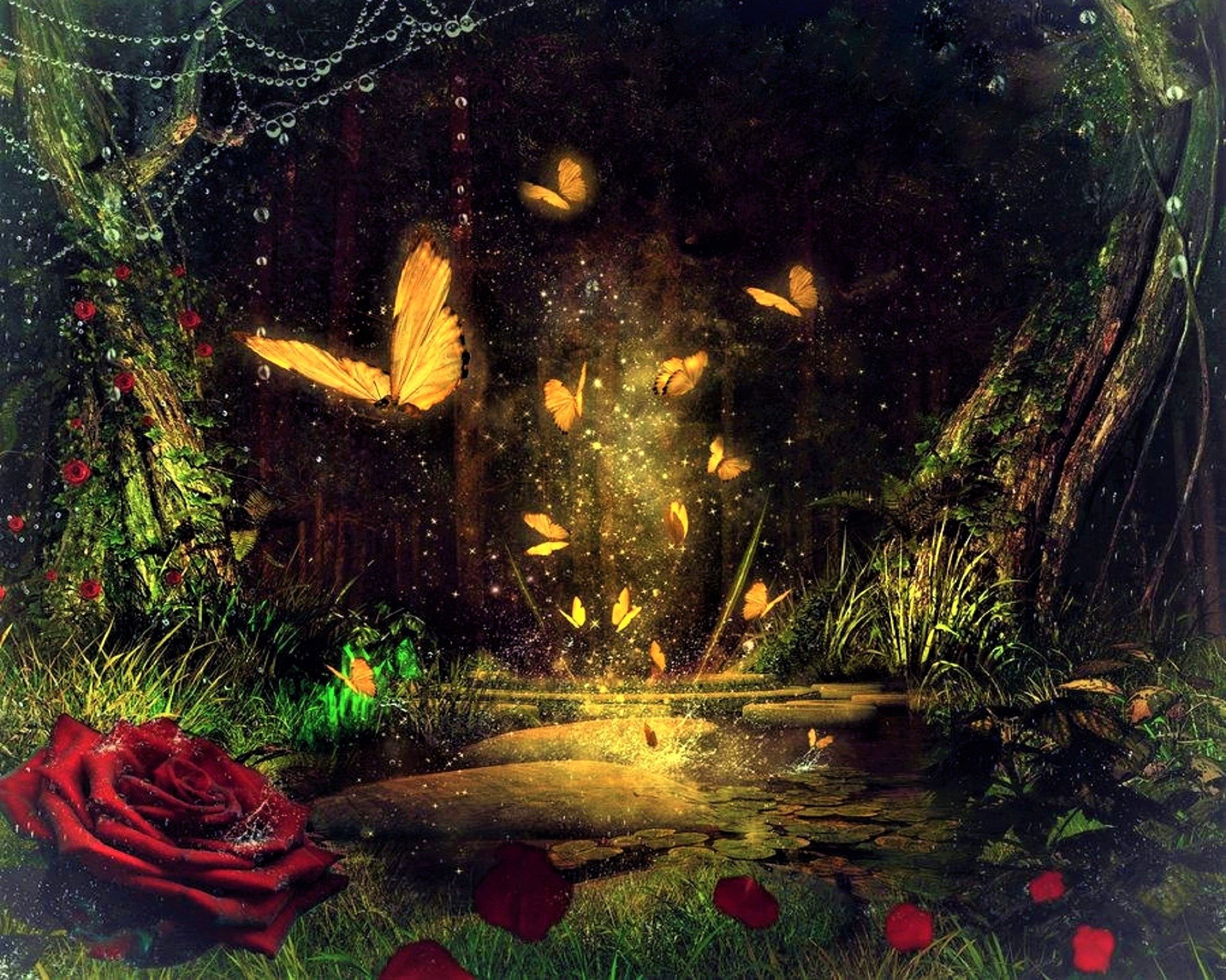 Golden Butterflies in Magic Forest Image - ID: 149879 - Image Abyss