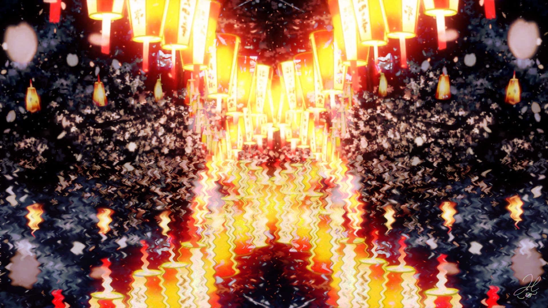 Download Reflection Water Light Lantern Fantasy Landscape Fantasy ...