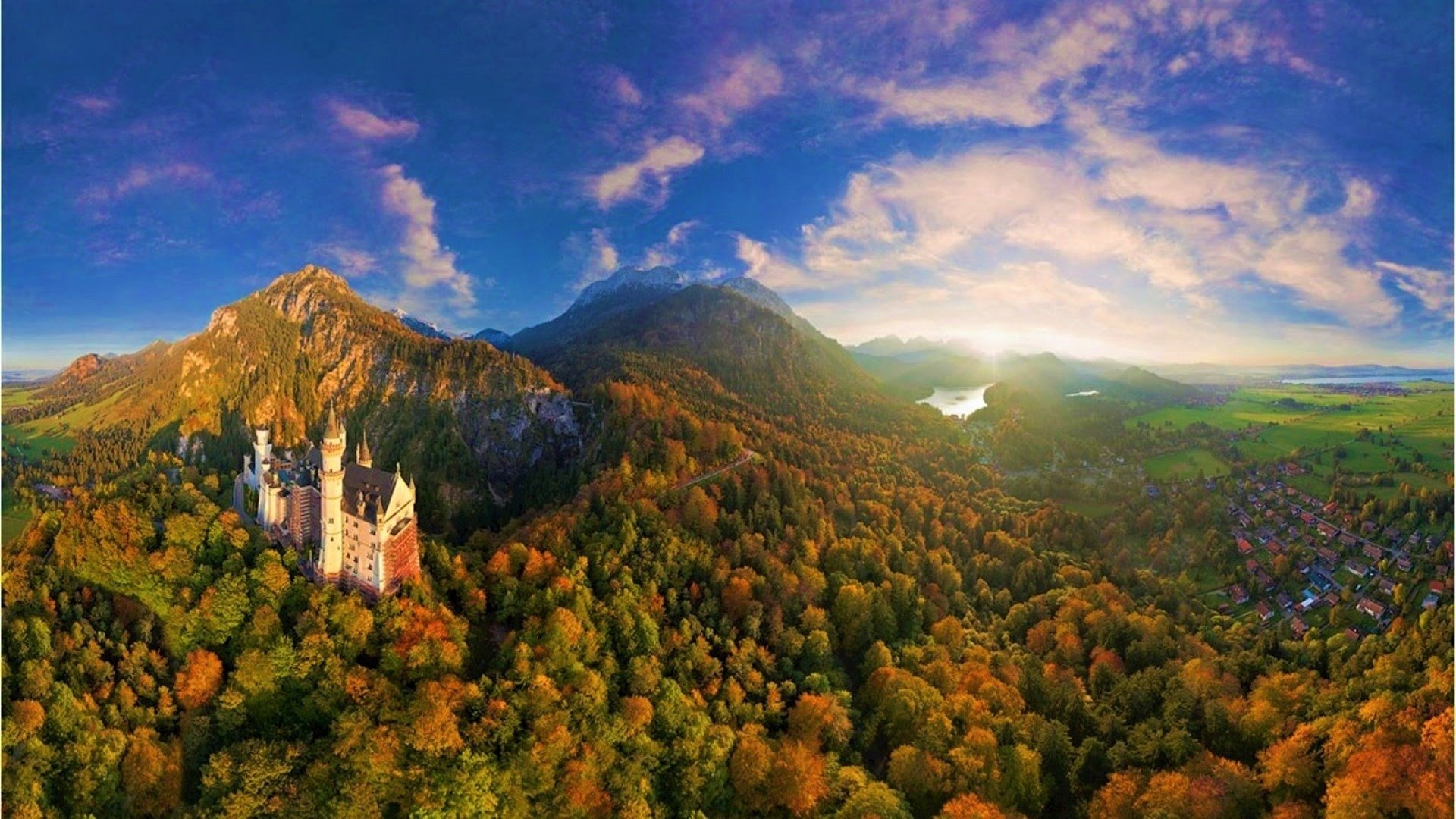 Download Mountain Forest Fall Man Made Neuschwanstein Castle Image