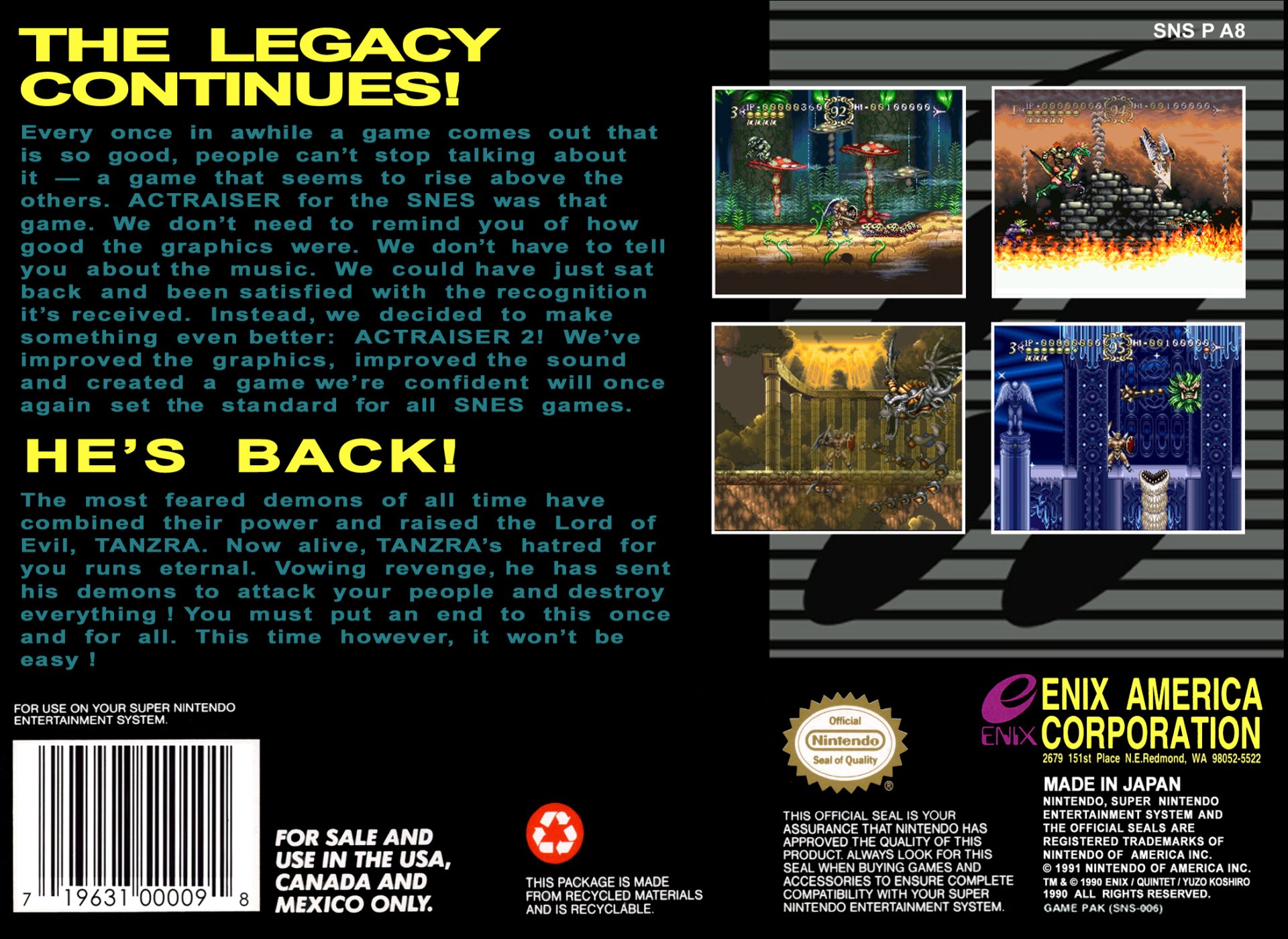 ActRaiser 2 Video Game Box Art - ID: 18942 - Image Abyss