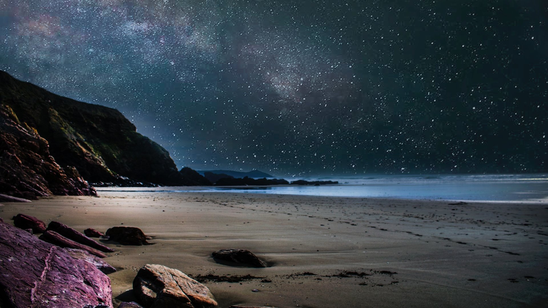 Starry Night on the Beach - Image Abyss