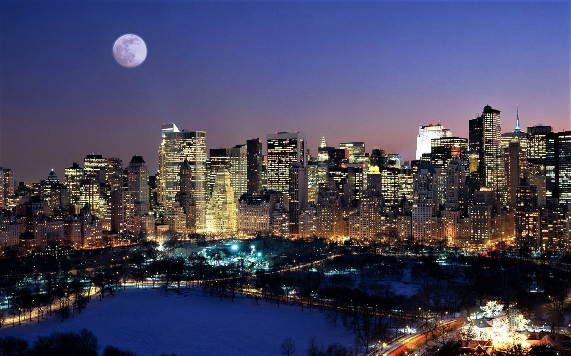 Download Moon Building New York City Man Made Manhattan Image