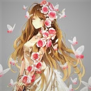 Anime Girl with Pink Roses - Image Abyss