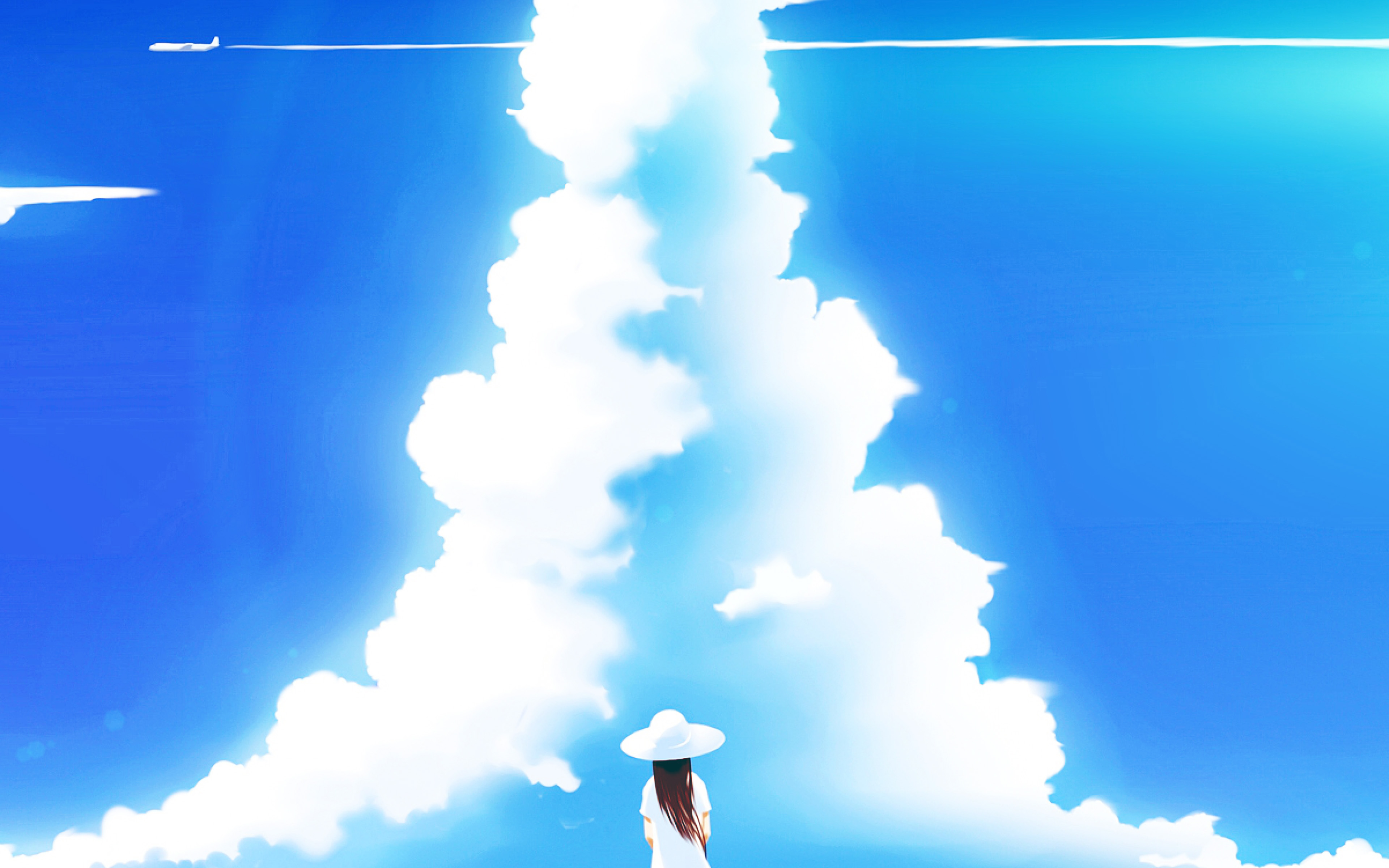 Download Long Hair Cloud Hat Sky Anime Original Sky Anime Image