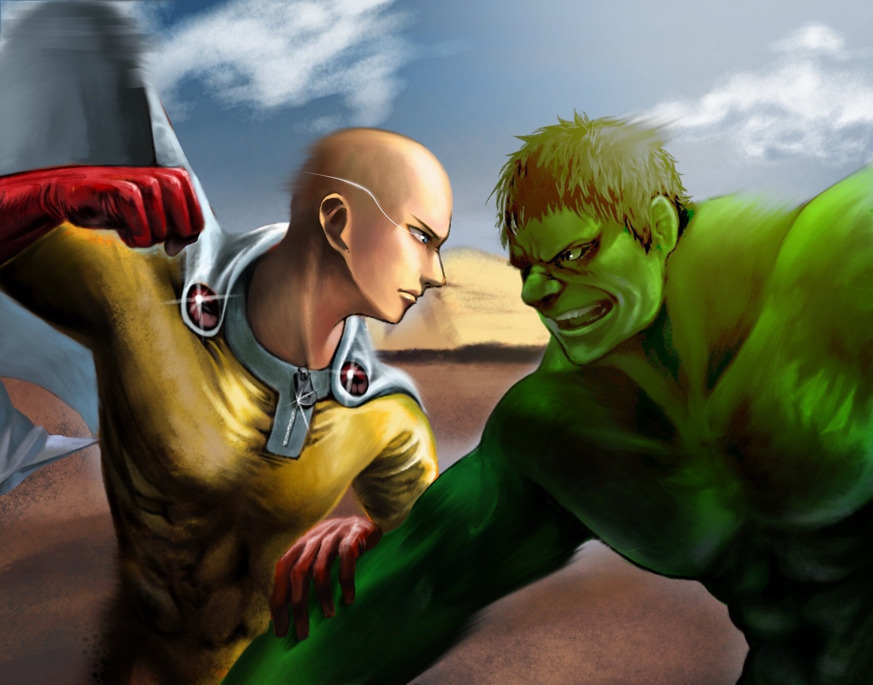 Download Hulk Saitama (One-Punch Man) One-Punch Man Anime Crossover Image