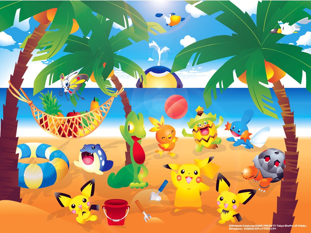 Sunny Pokémon Adventure: Joyful Moments at the Beach