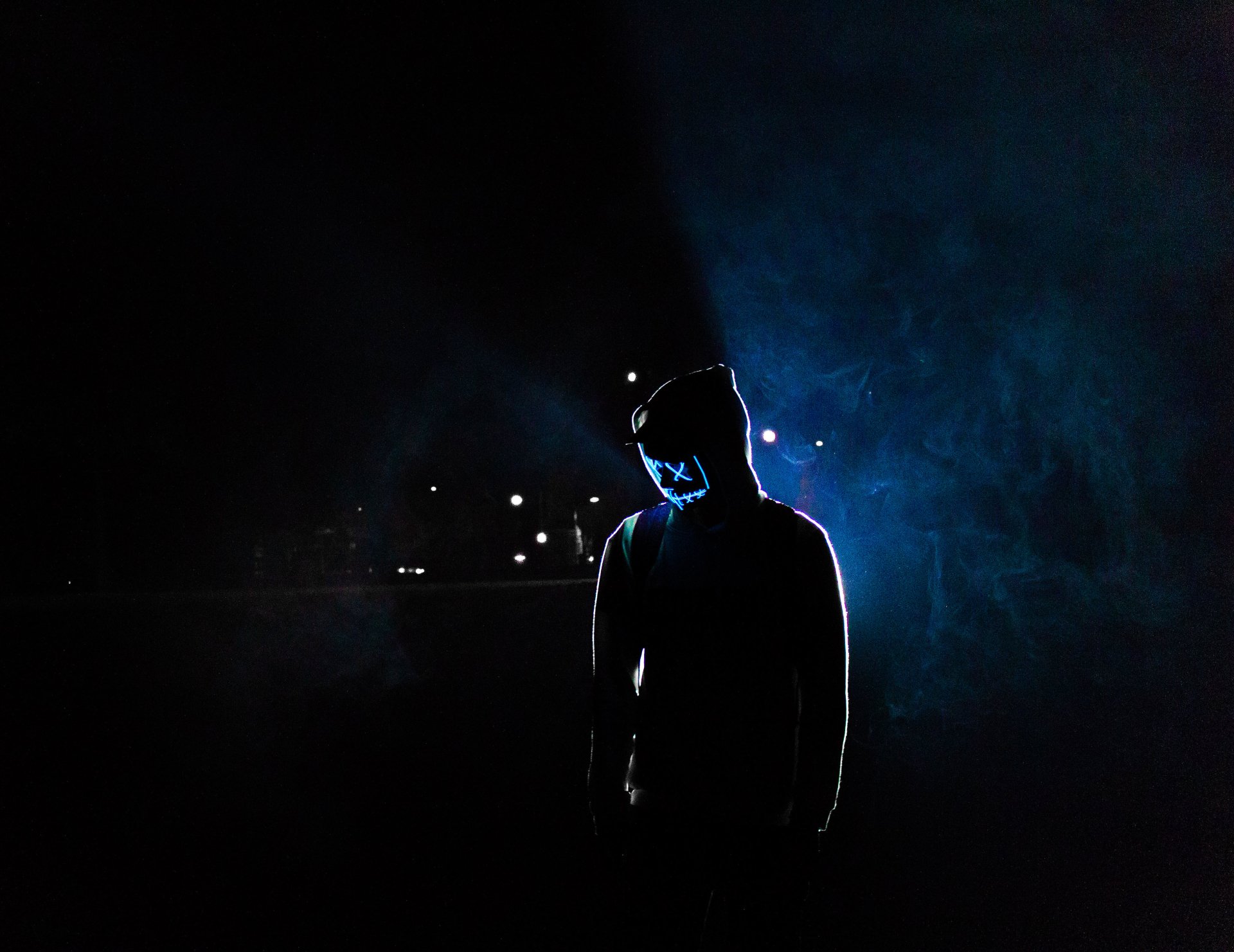 Download Mask Neon Man Alone Image