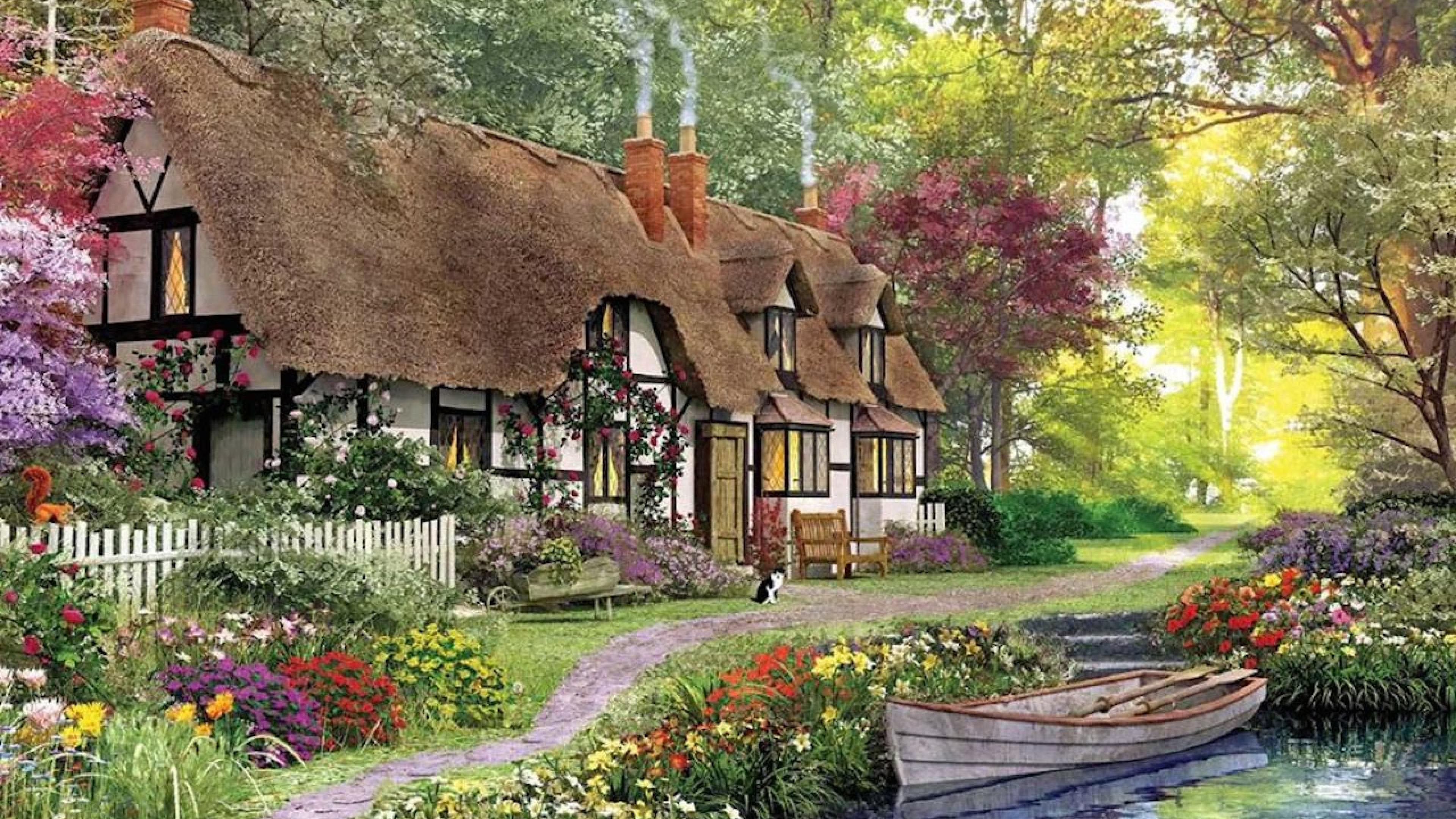 Cottage Country Scene Paintings