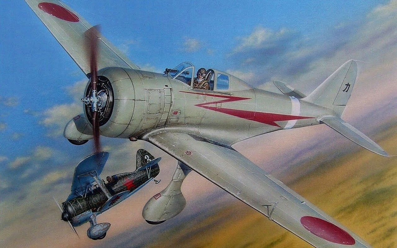 Classic Japanese Military Aircraft in Mid-Air Maneuver