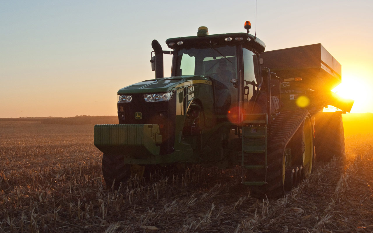John Deere Tractor at Sunset