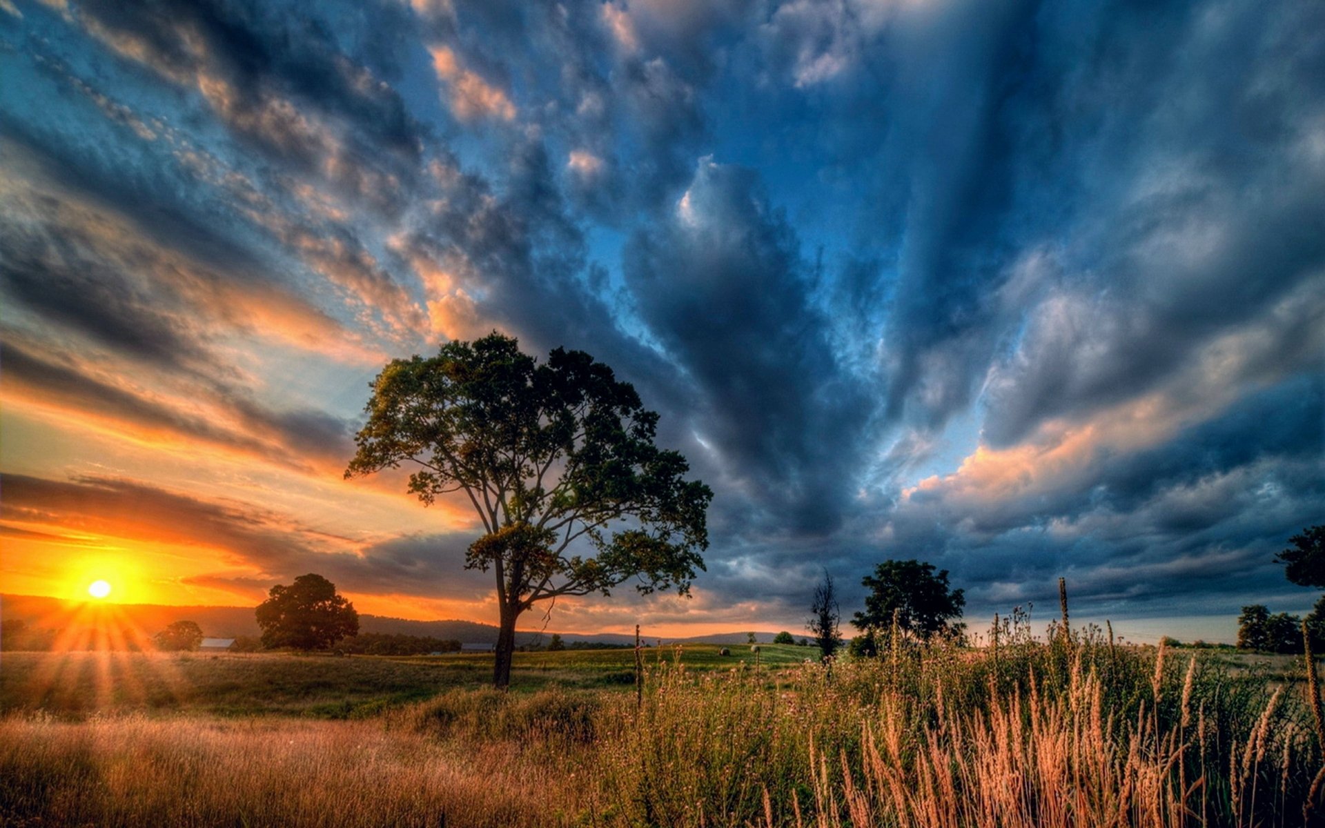 Dark Clouds over Field at Sunset Image - ID: 260706 - Image Abyss