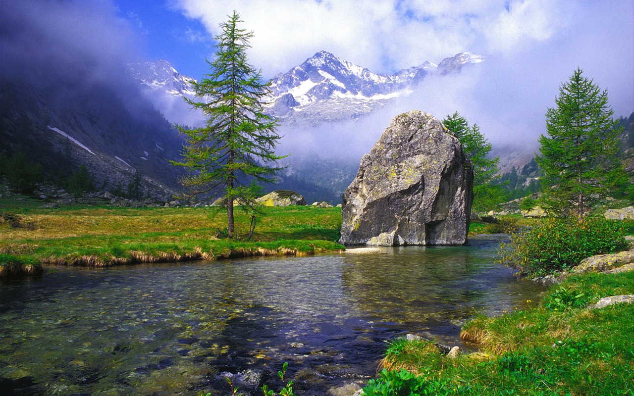 Majestic Mountains and Tranquil Waters of Nature