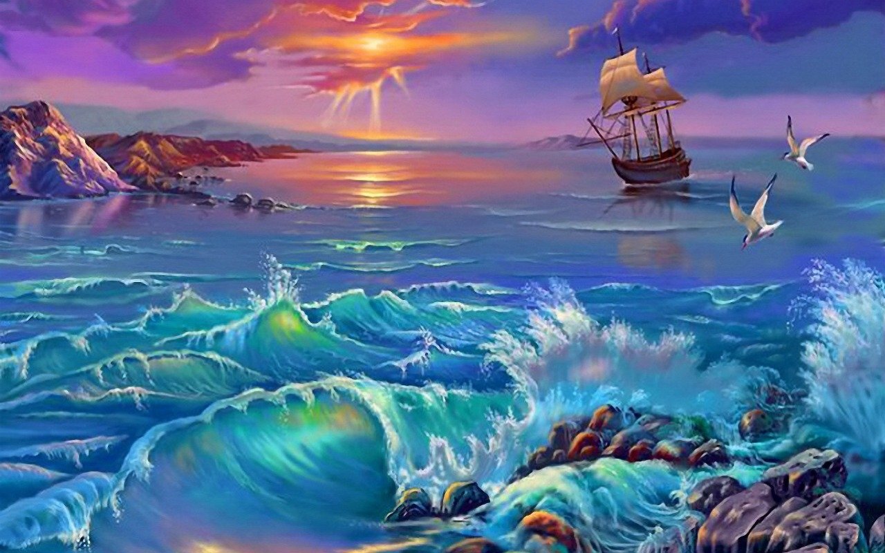 Radiant Voyage: An Artistic Seascape Painting