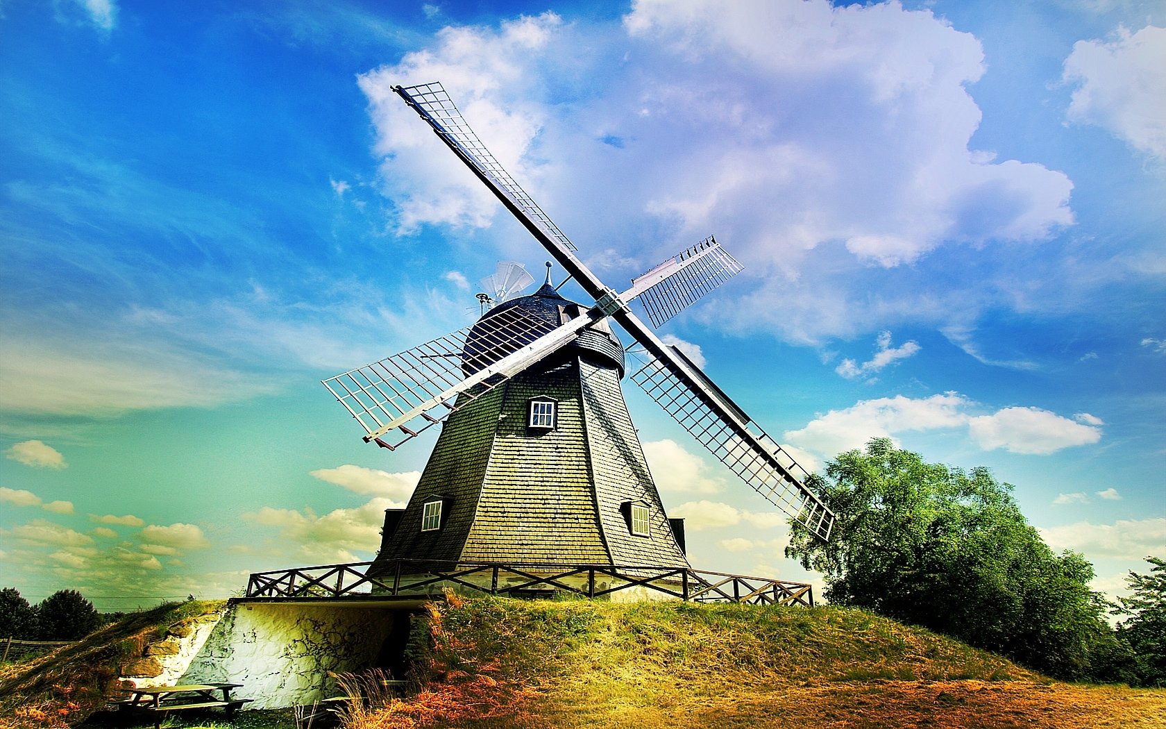 Download Man Made Windmill Image