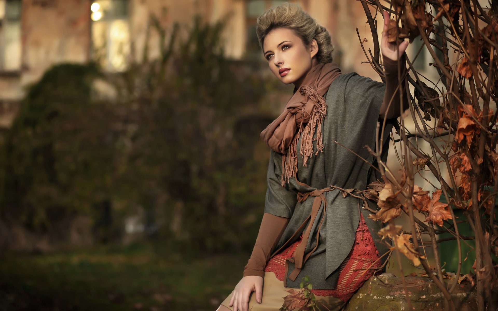 Elegant Model in Autumn Setting