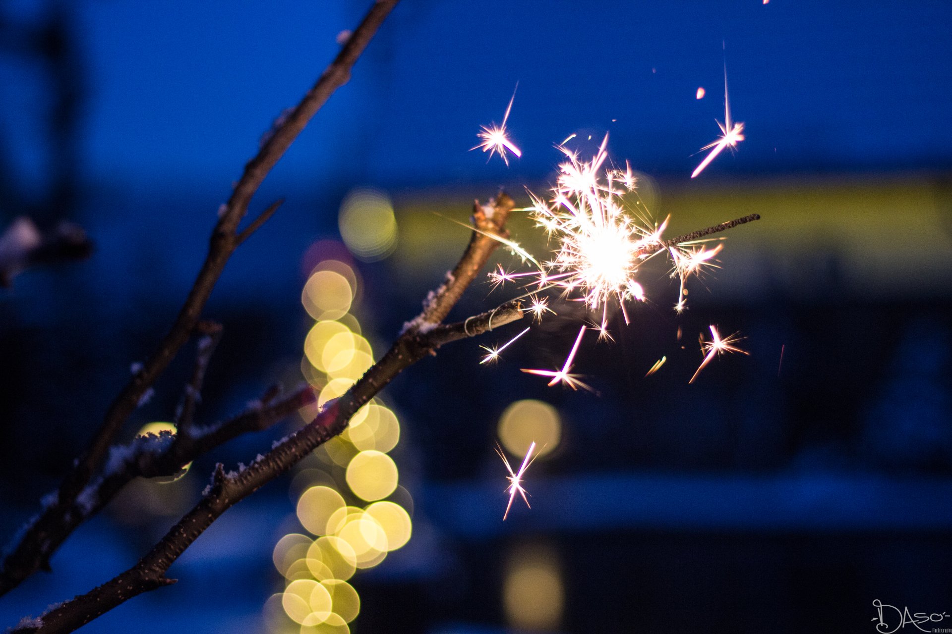 Twilight Sparks: Capturing Fireworks in Focused Frame by Daso