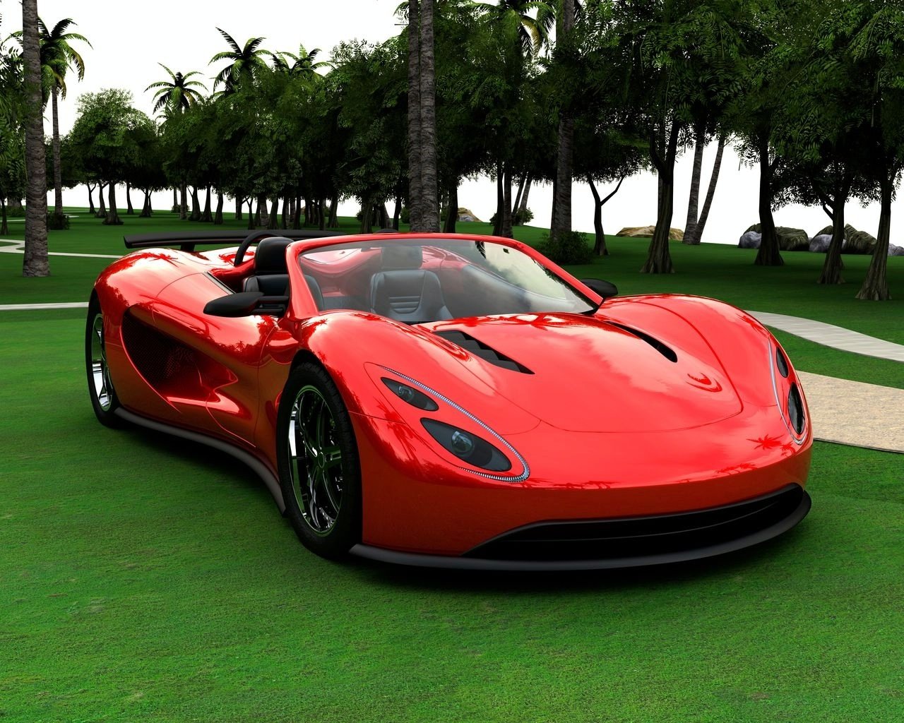 Ronn Scorpion: Sleek Red Convertible Beast on the Green
