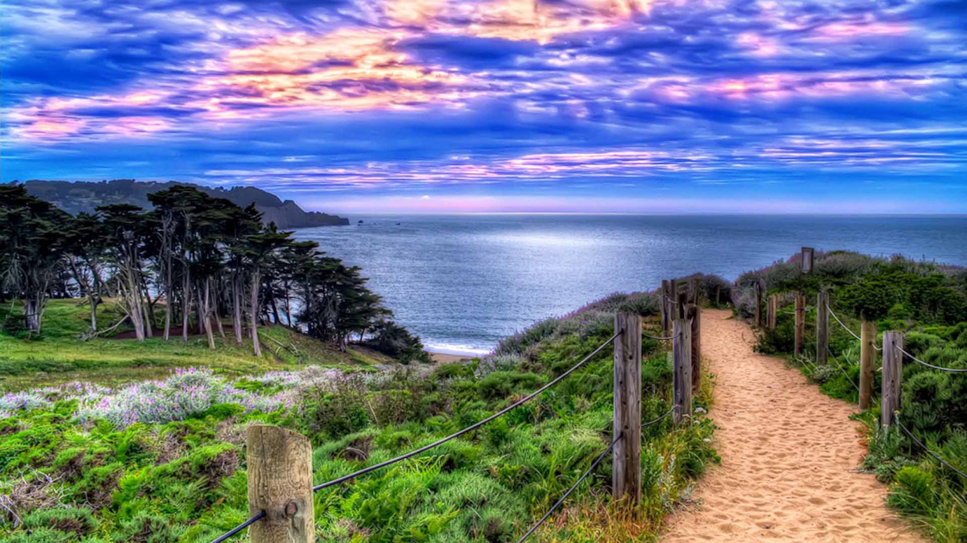 Download HDR Beach Ocean Dirt Road Nature Path Image