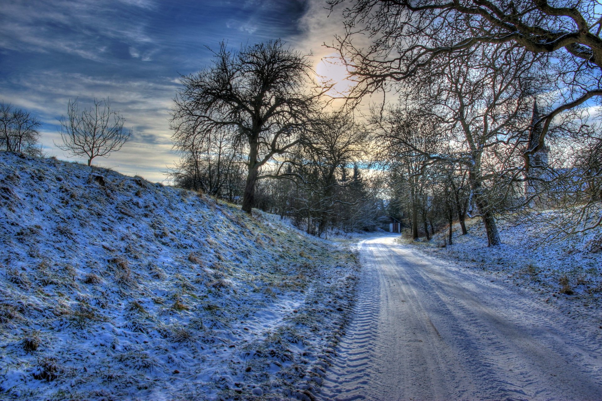Download Road Snow Tree Photography Winter Image