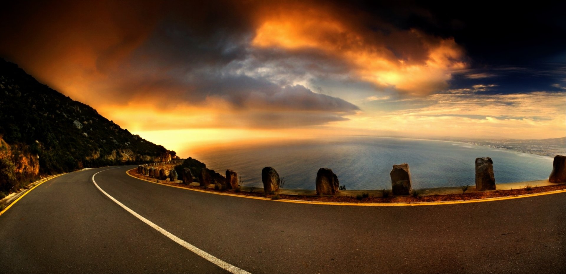 Scenic Man-Made Road Adjacent to Stunning Coastline