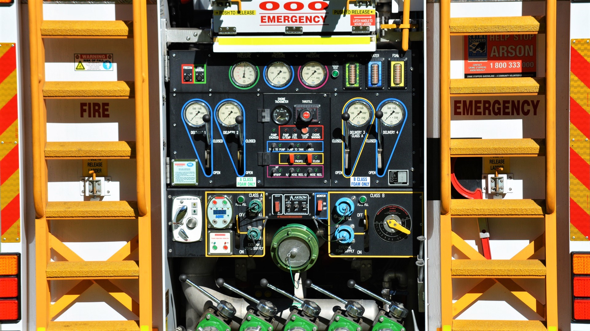 Close-up of the rear of a Fire Truck at a car show in Ipswich ...