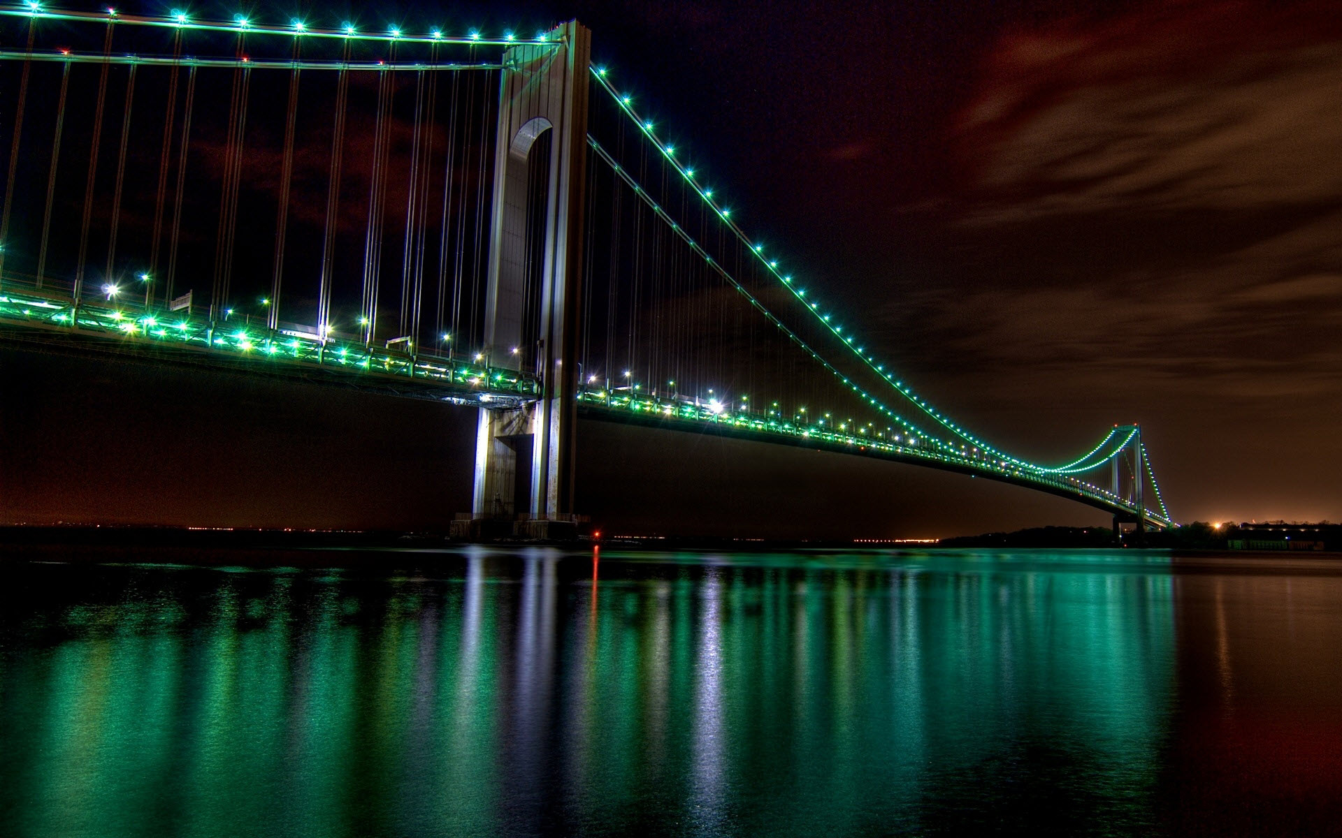 Download Green Night Light Bridge Man Made Golden Gate Image
