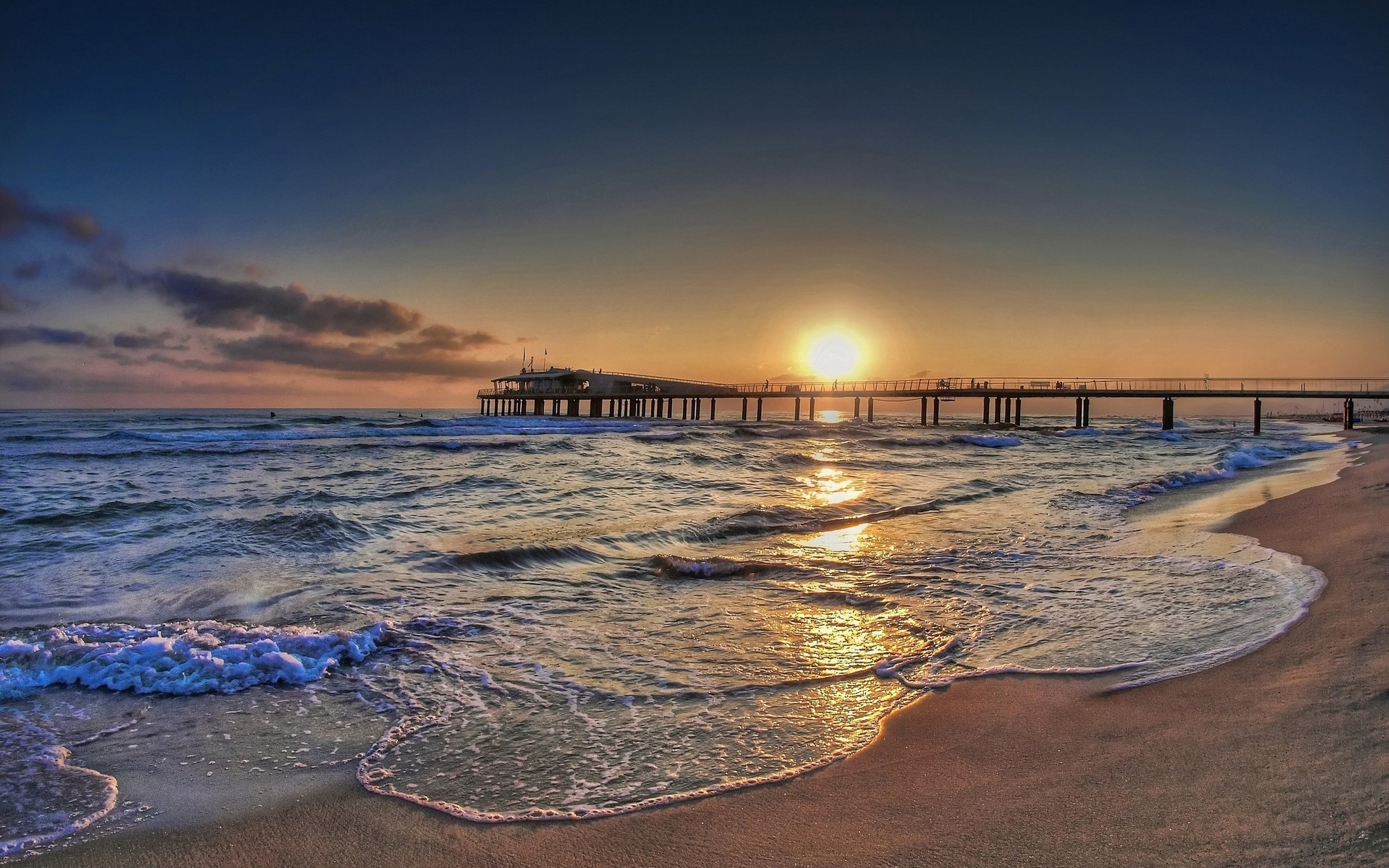Download Ocean Beach Man Made Pier Image