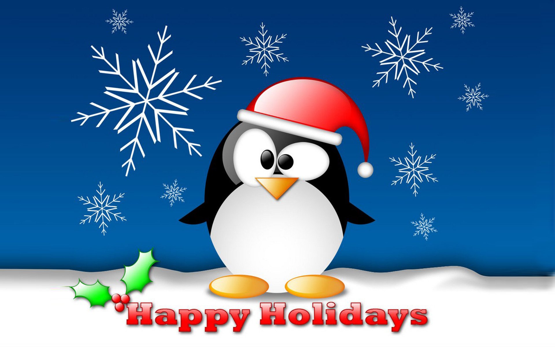 Download Linux Snowflake Santa Hat Penguin Holiday Christmas Image