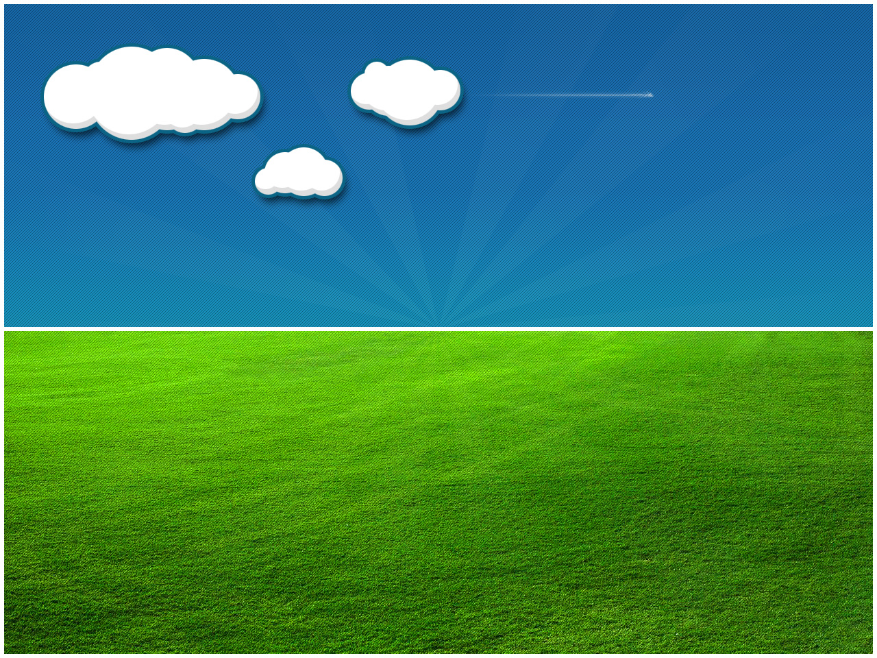 Artistic Vector Clouds Over a Vibrant Green Field