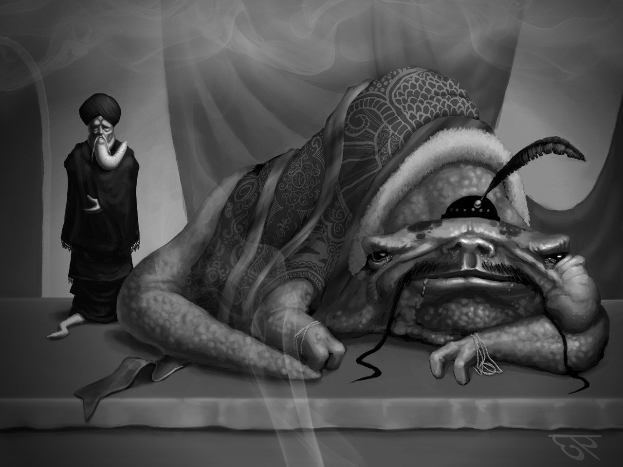 Majestic Fantasy Creature in Shadows