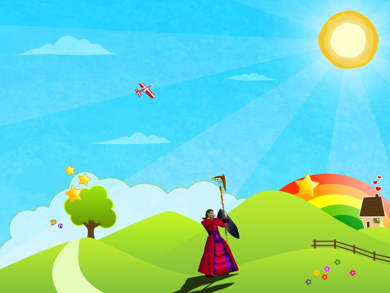 Download Star Tree Sun Rainbow Artistic Vector Image