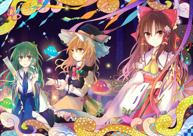 Download Sanae Kochiya Marisa Kirisame Reimu Hakurei Anime Touhou Image