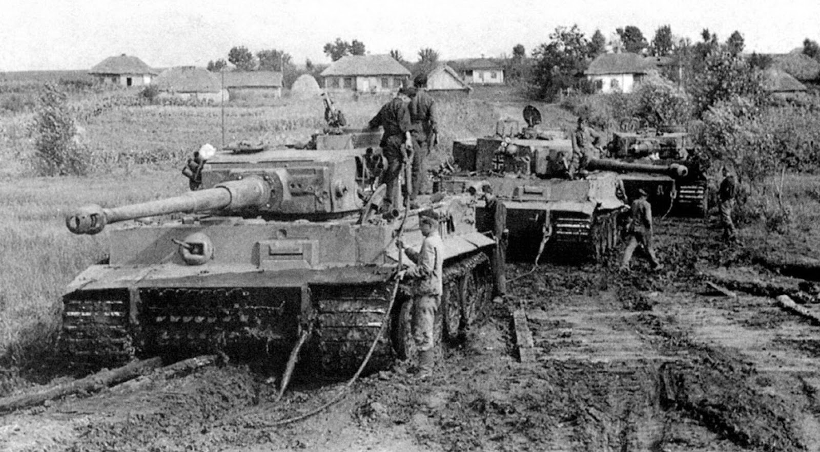 Historic Military Scene with Tiger I Tanks