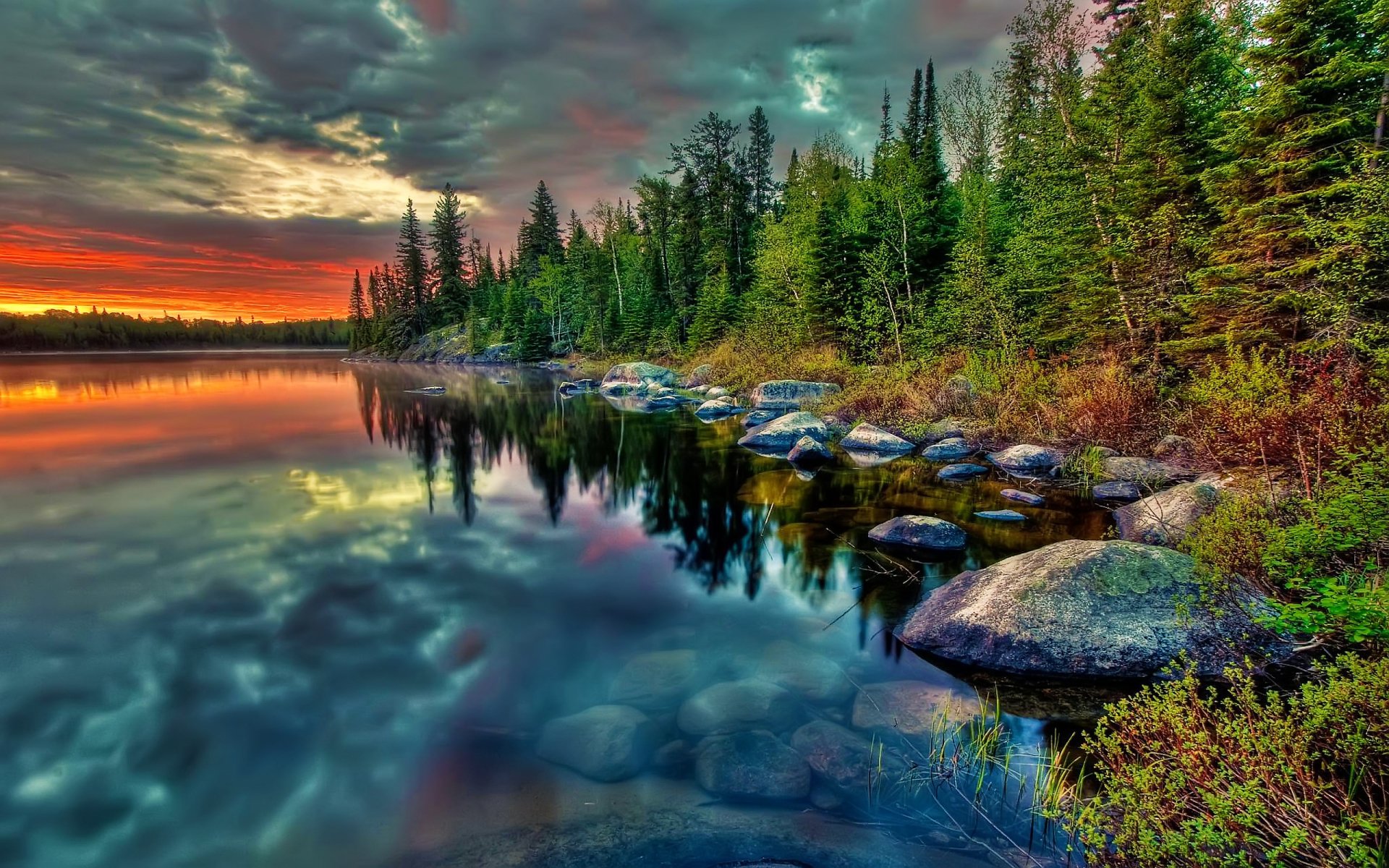 Serene Sunset Reflections in Pristine Nature
