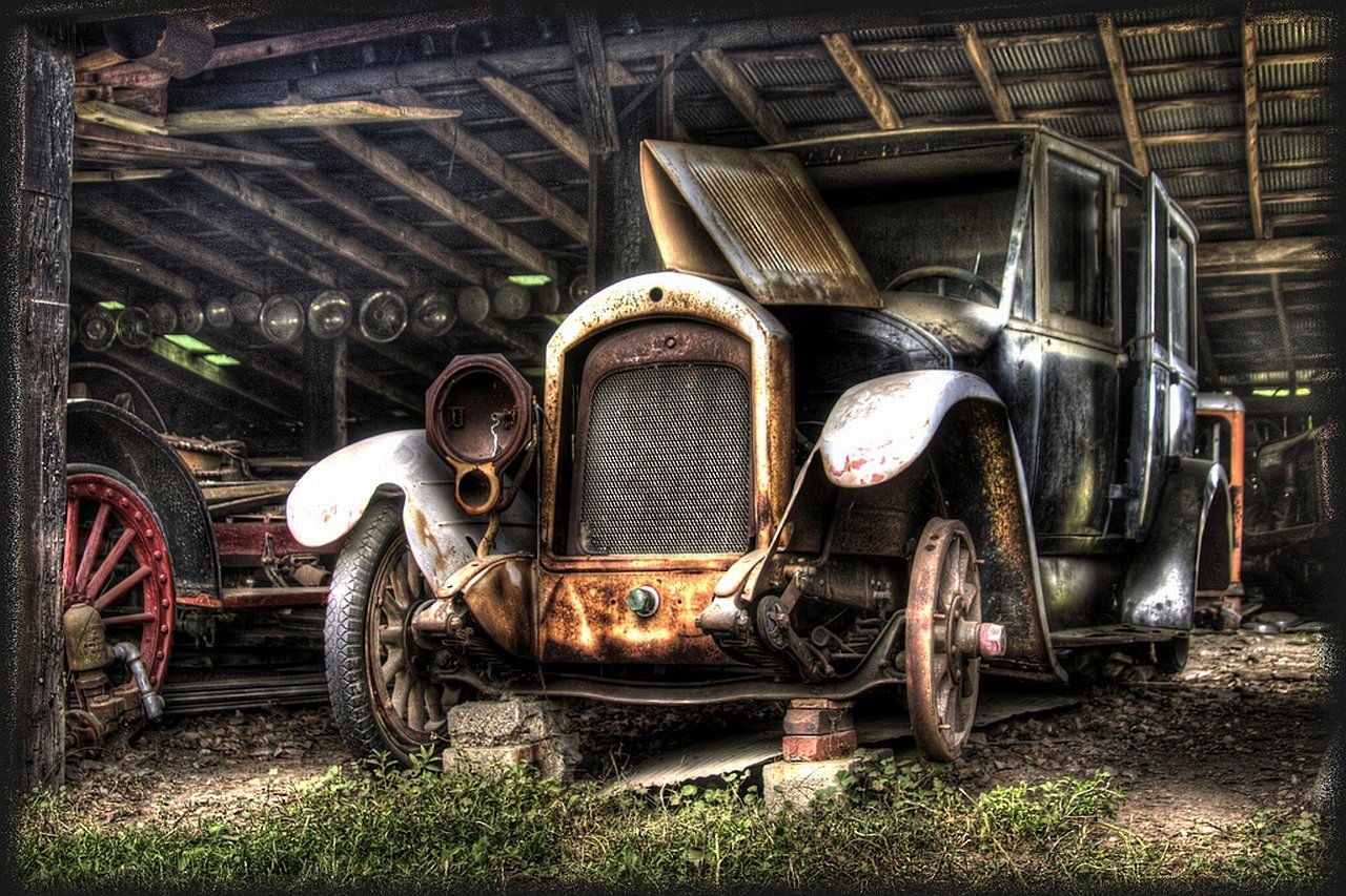 Download Vintage Car HDR Vehicle Wreck Image
