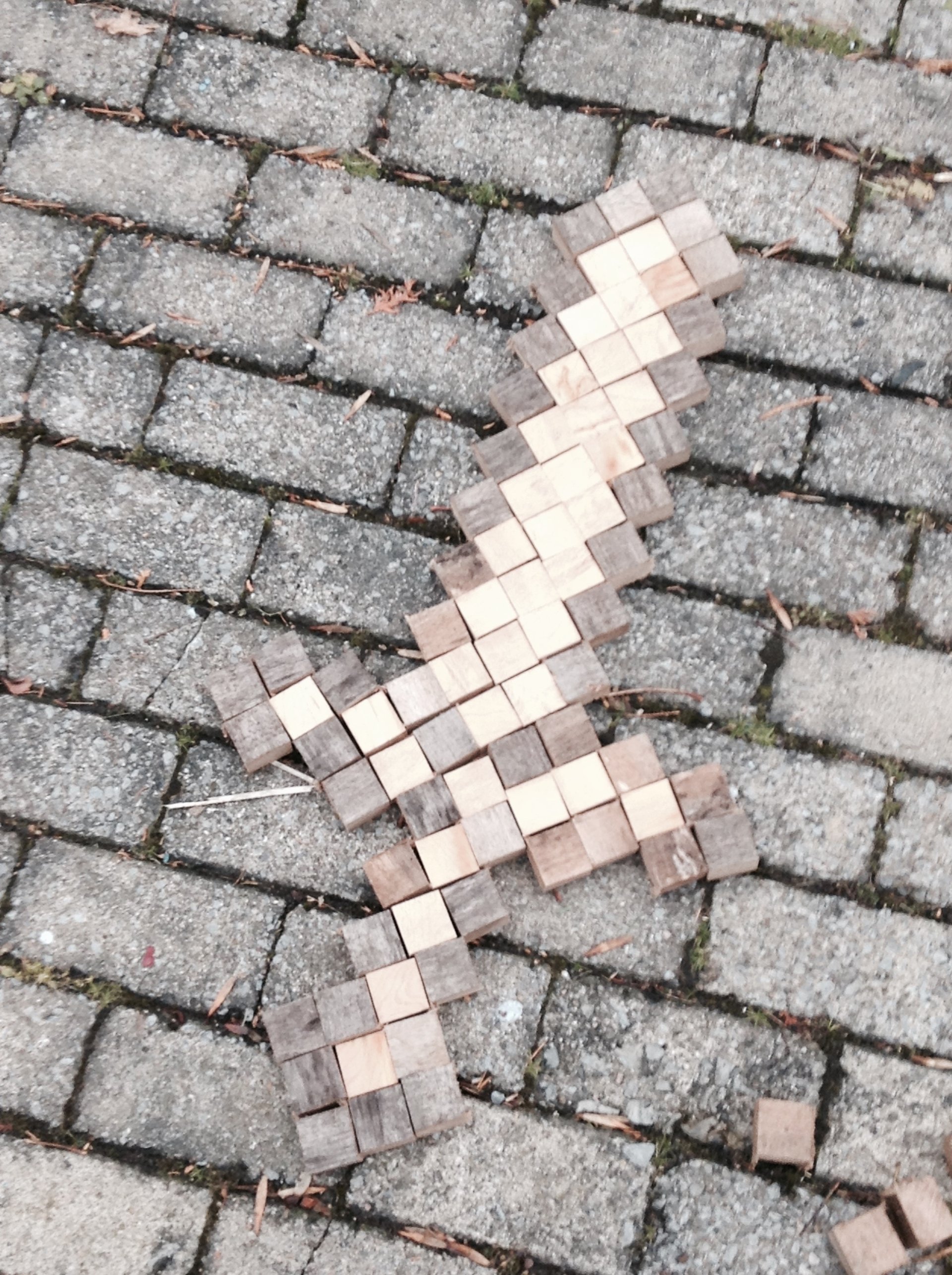 Minecraft Sword Art on Cobblestone