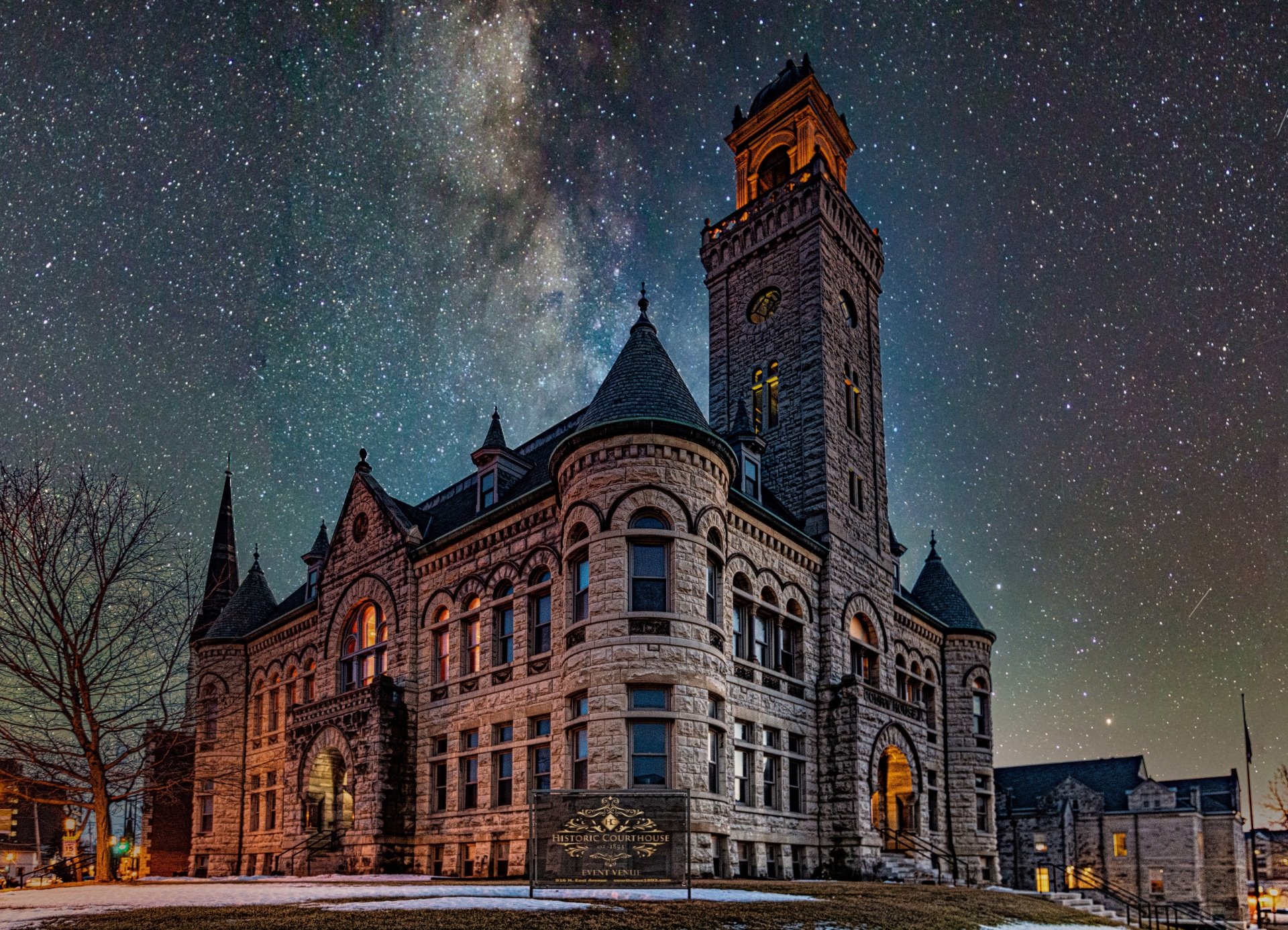 Download Starry Sky Sky Night Man Made Building Image