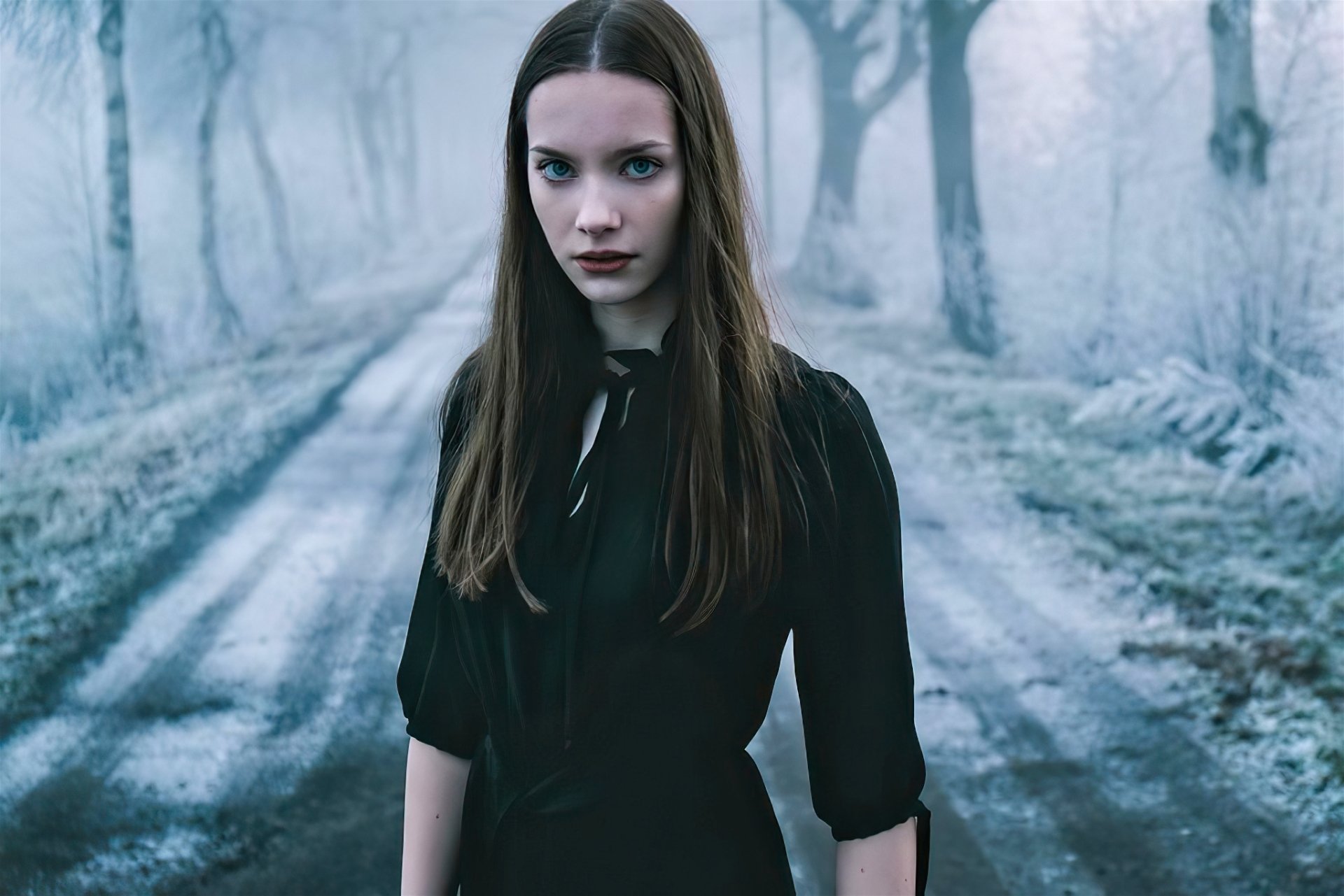 Download Frost Portrait Hair Winter Path Woman Model Image