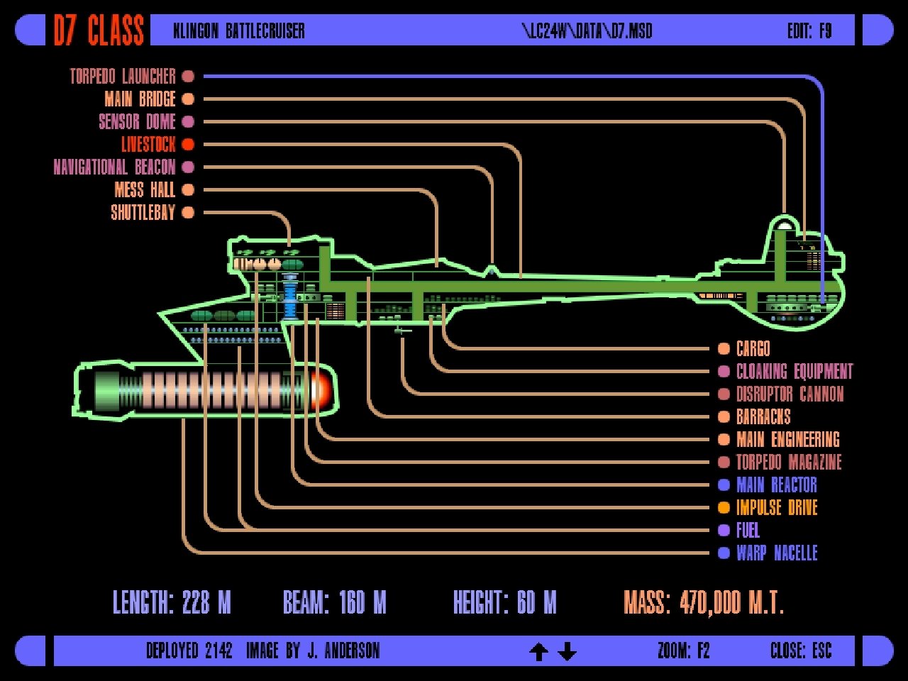 D7 Class Star Trek Sci-Fi Battlecruiser Schematic