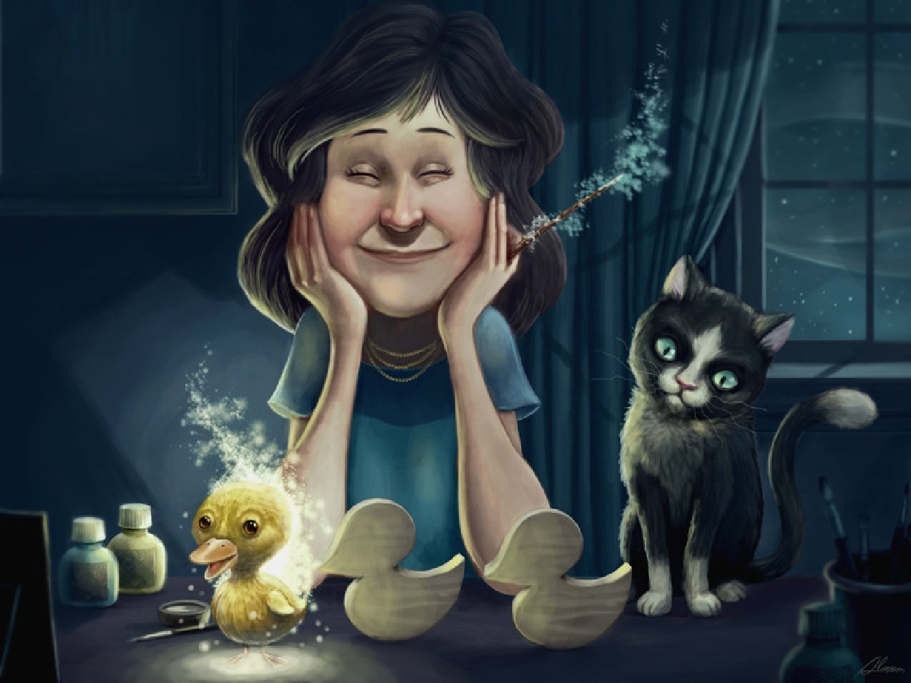 Witch Turning Wooden Ducks into Real Ducks Image - ID: 364455 - Image Abyss