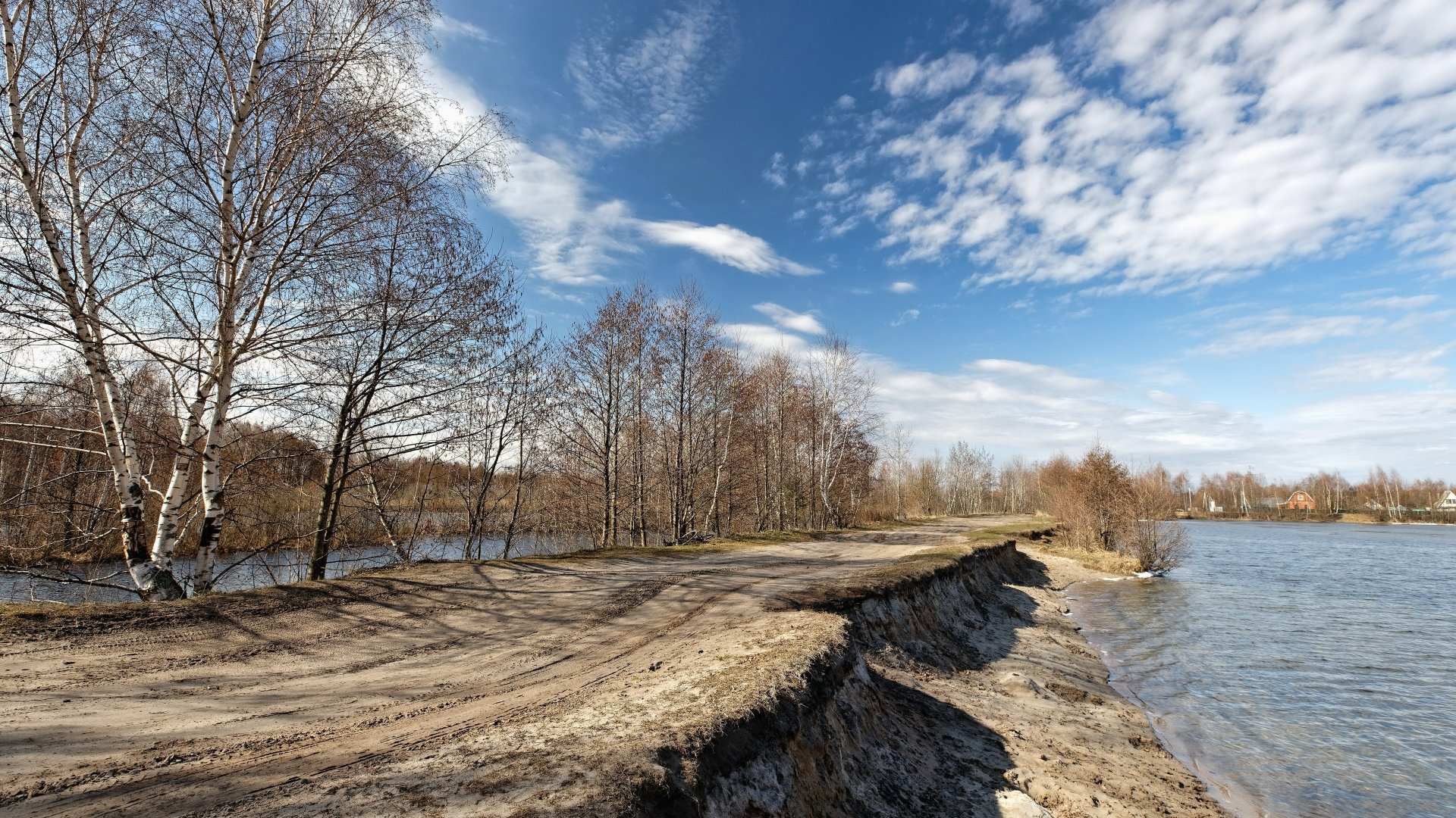 Download Cloud Sky Birch Nature River Image