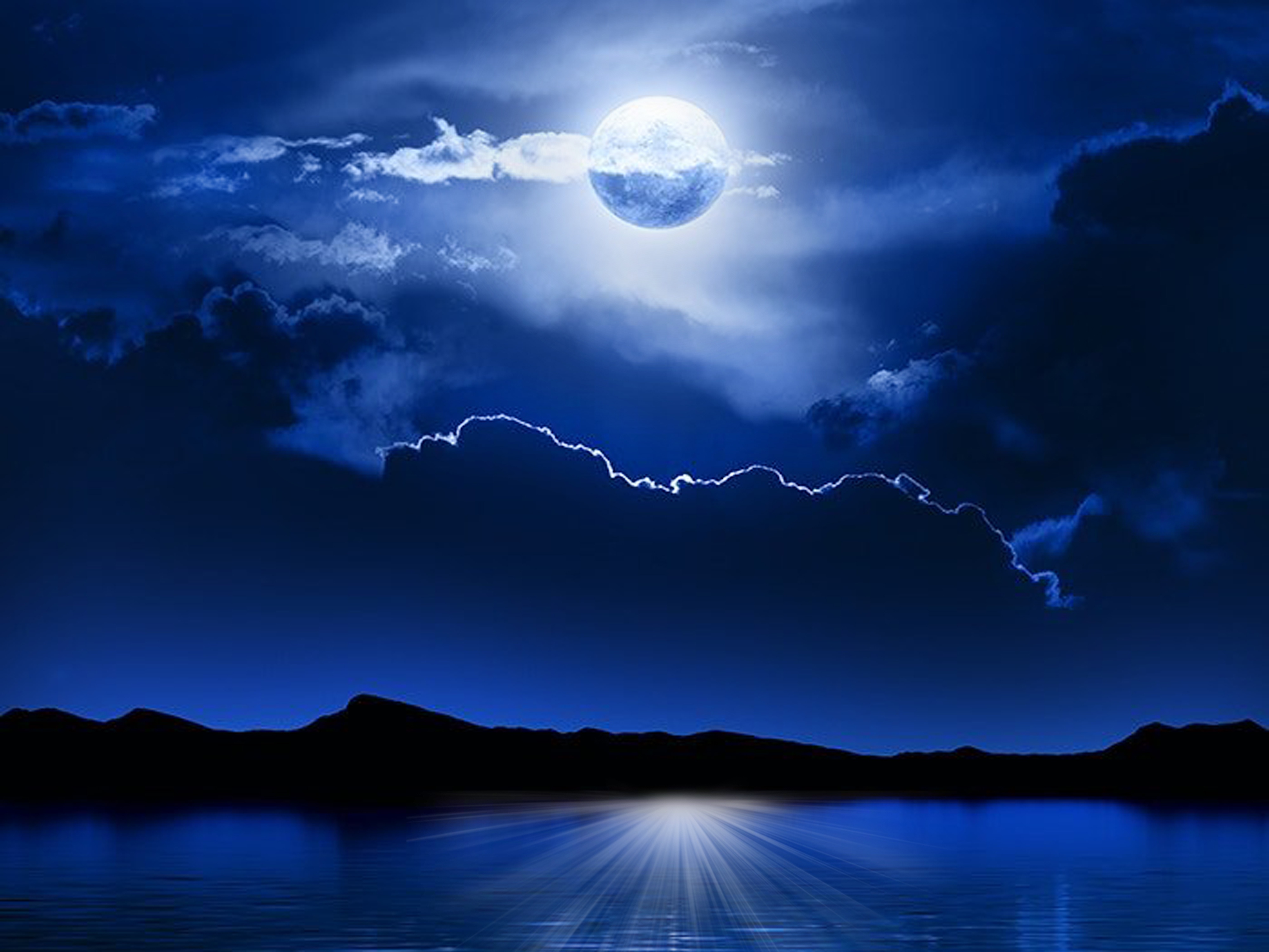 Download Landscape Sea Nature Moon Image