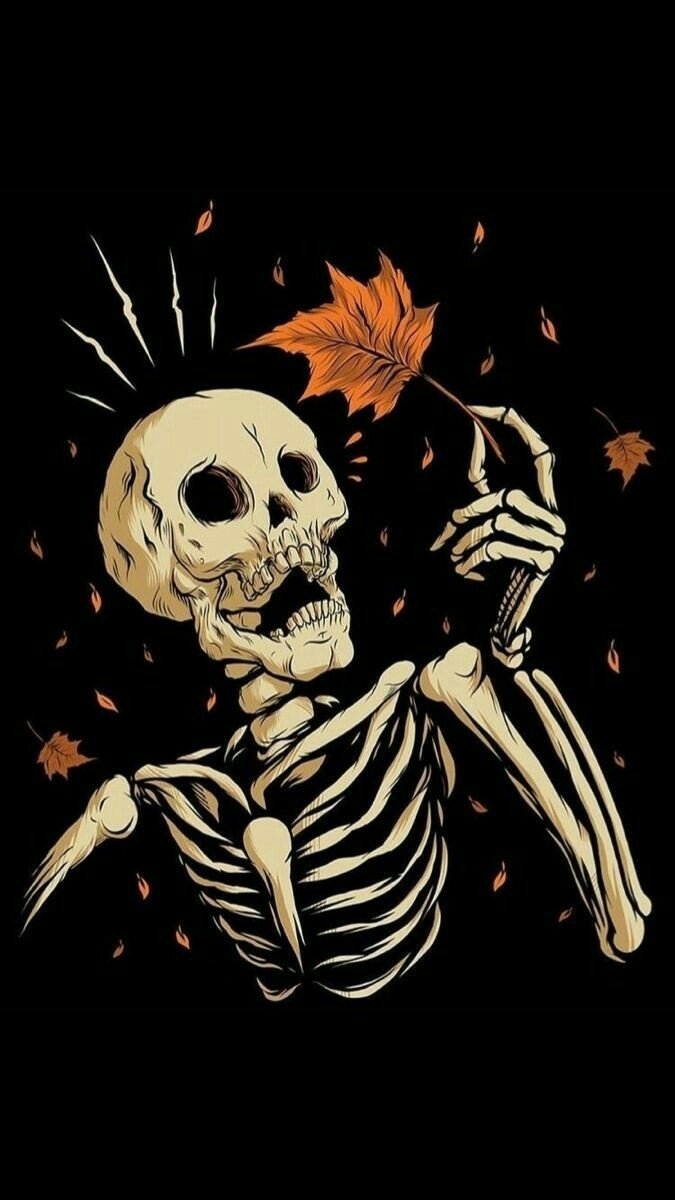 Download Fall Leaf Skeleton Holiday Halloween Image