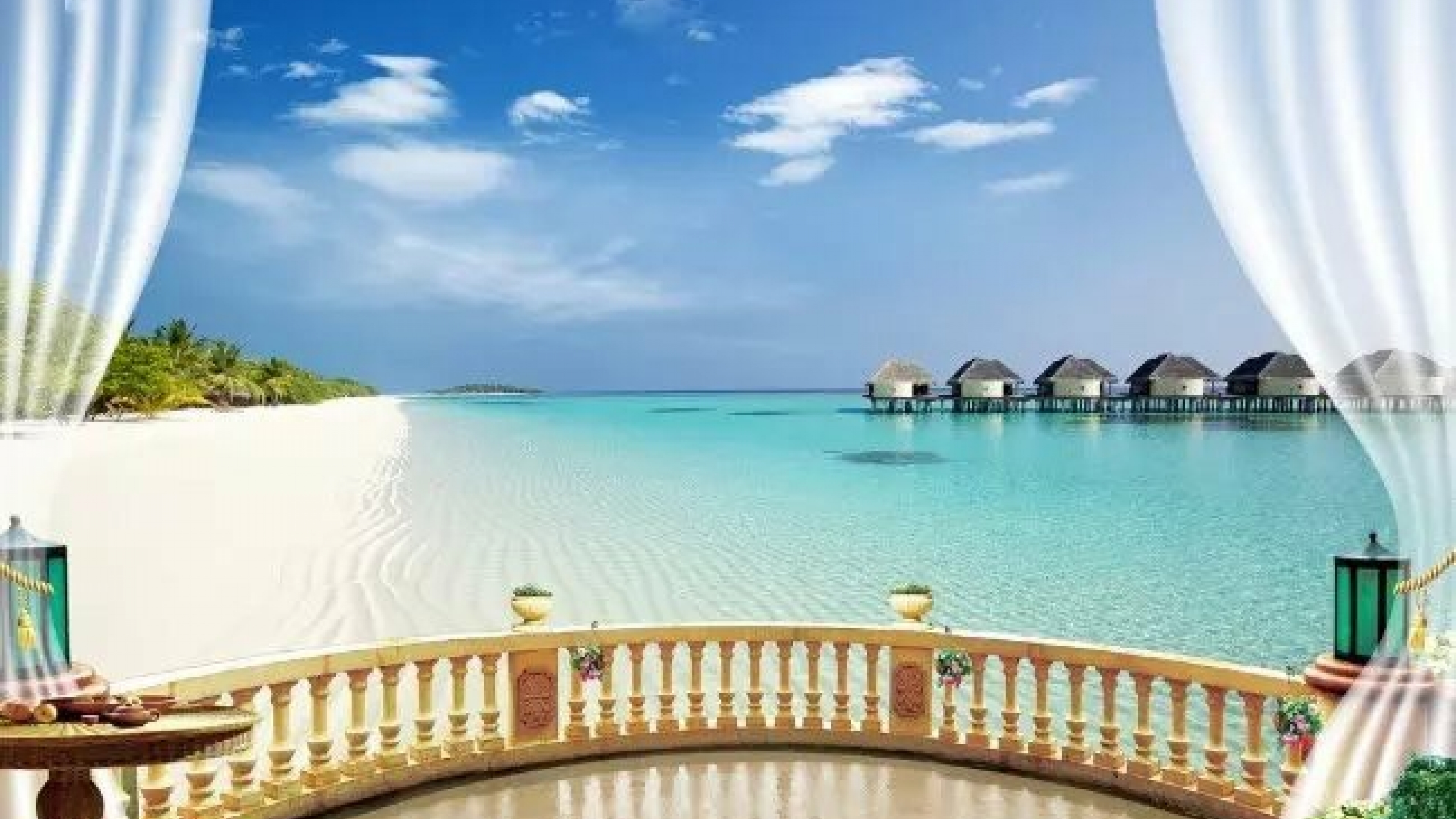 Download Curtain Ocean Tropical Terrace Artistic Beach Image