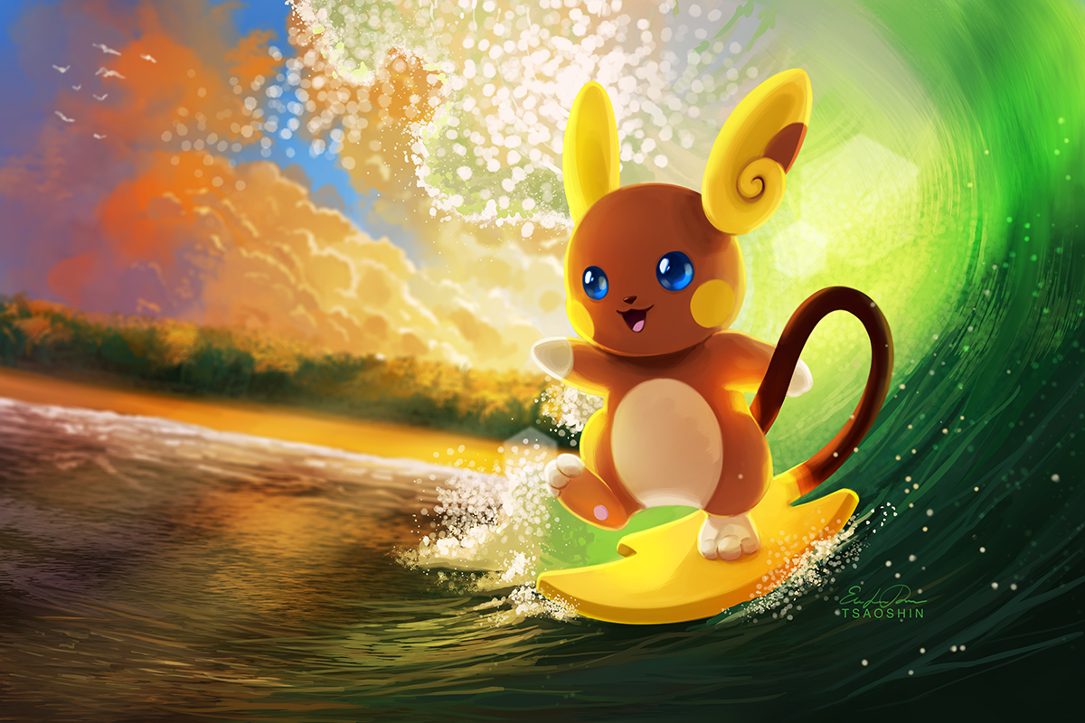 Download Water Wave Blue Eyes Raichu (Pokémon) Anime Pokemon Image